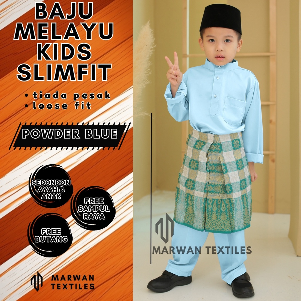 Baju Melayu Kids Slimfit Warna Powder Blue | Shopee Malaysia