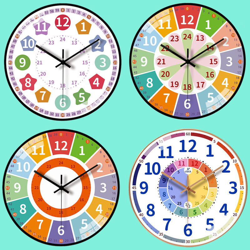 Teaching Clock for Classroom Colorful Clock Battery Operated Plastic ...