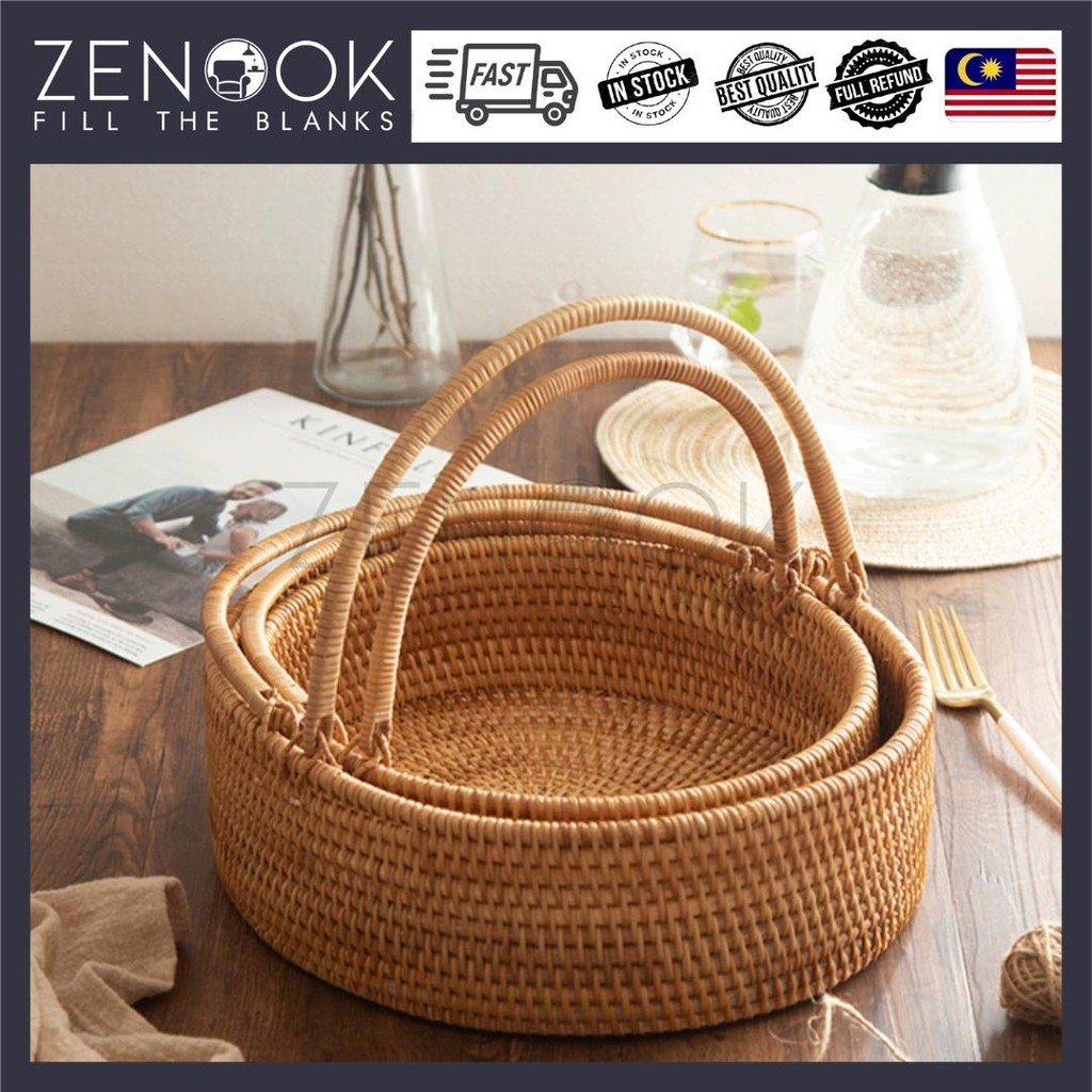 ZENOOK Handmade Rattan Basket | Jar Tray | Bakul Balang Raya | Picnic ...