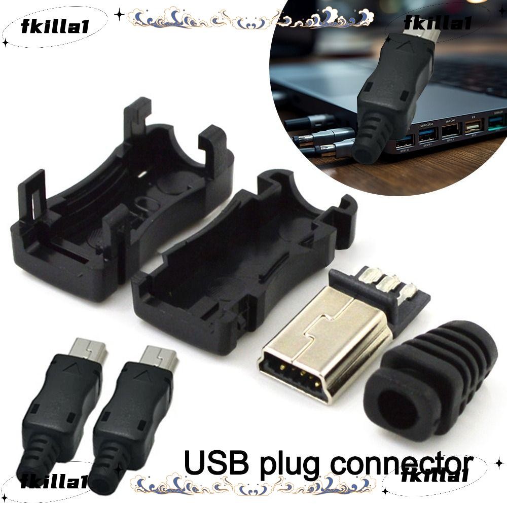 FKILA USB 2.0 Jack, DIY 4 In 1 Assemble Mini USB Male Connector, 5Pin ...