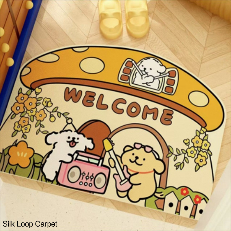 Cartoon Line Puppy Silk Loop Carpet Entrance Door Anti-slip Floor Mat ...