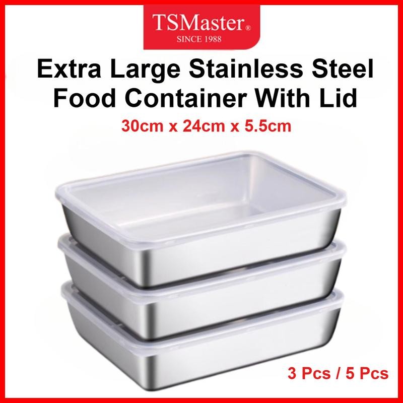 TSMaster Extra Large Stainless Steel Rectangular Tray With Lid Cover ...