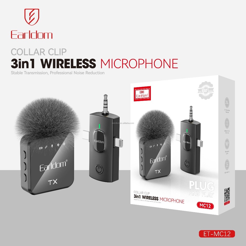 Earldom ET-MC12 3 in 1 Lavalier Wireless Microphone microphone wireless ...