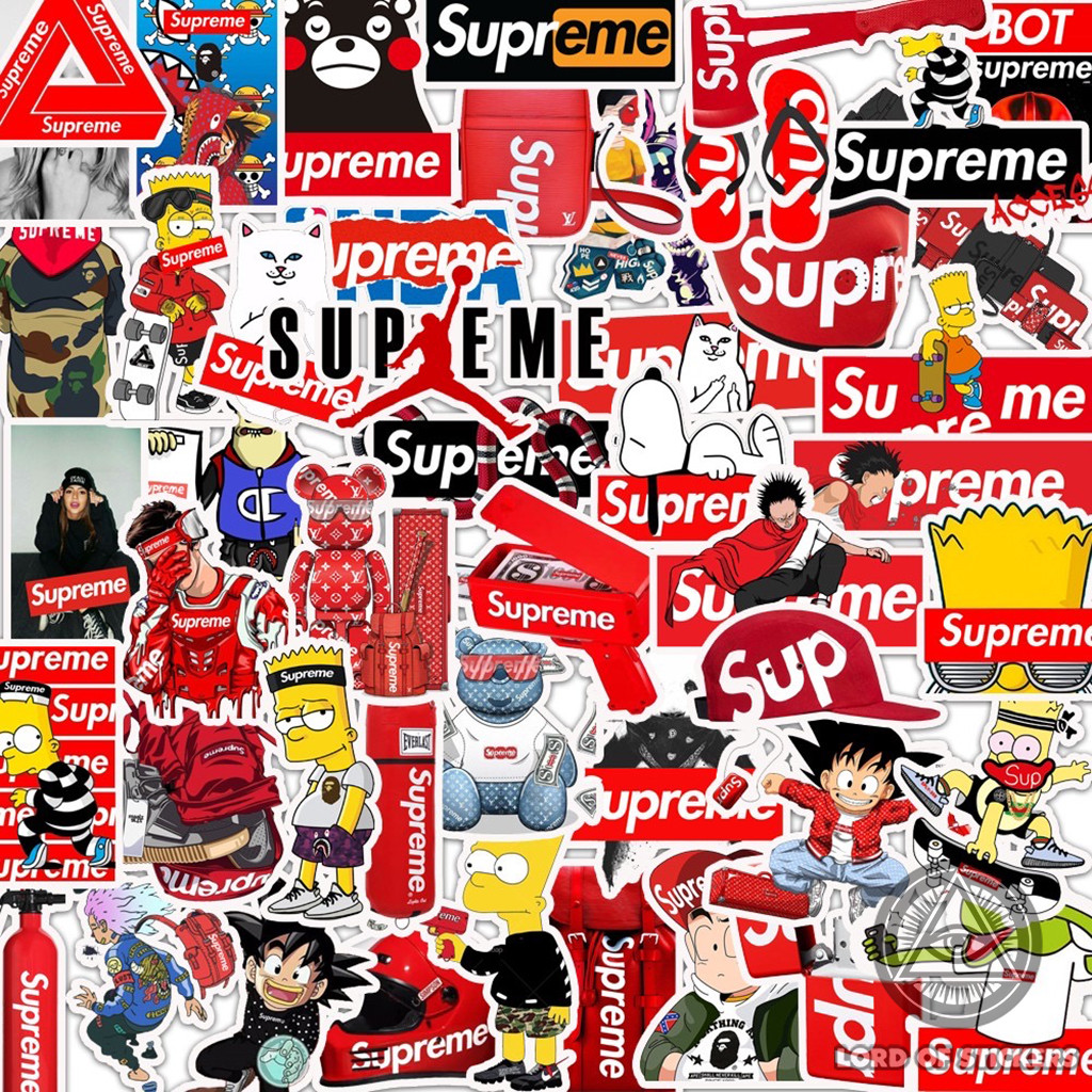 Set of 50 Super Cool Supreme Stickers, Waterproof Brand Logo Stickers ...