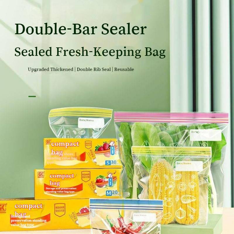 Maplebay Zipper Zip Lock Bag Freezer Storage Double Ziplock Food Bag ...