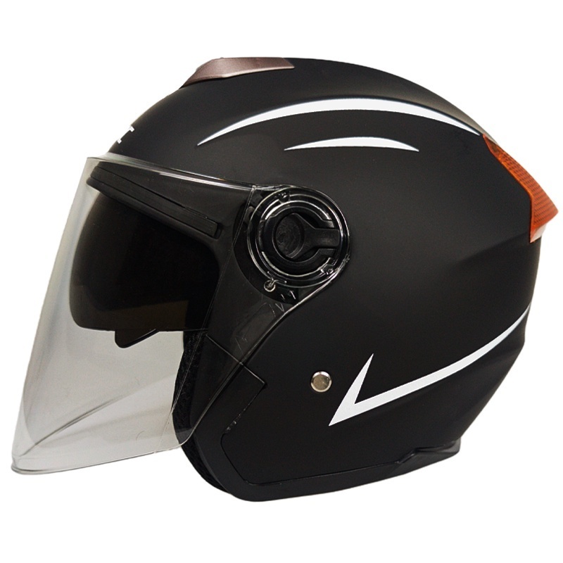 Half Helmet Motorcycle Helmet with Double Lens Motor Helmet Topi ...