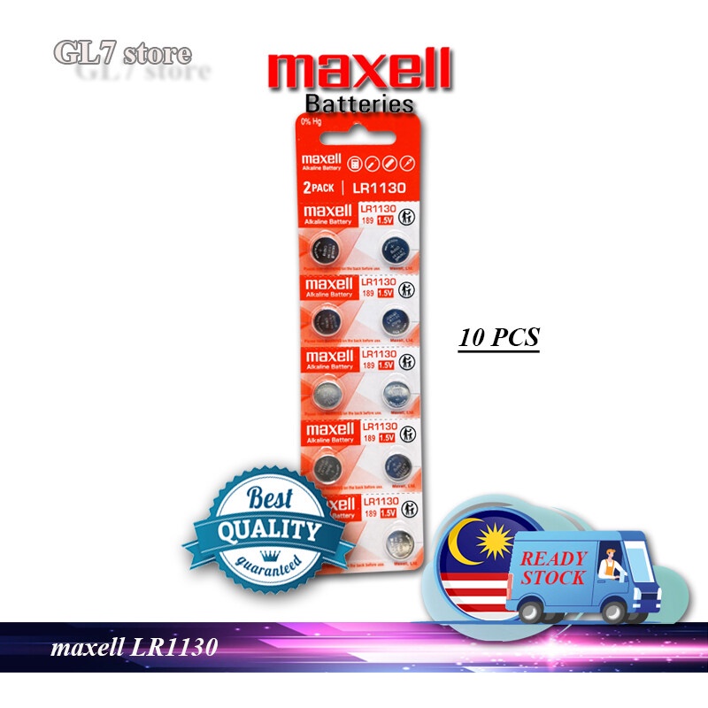 MAXELL GENUINE BUTTON CELL ALKALINE BATTERY LR1130 AG10 LR54 189 (2PCS / 10PCS) | Shopee Malaysia