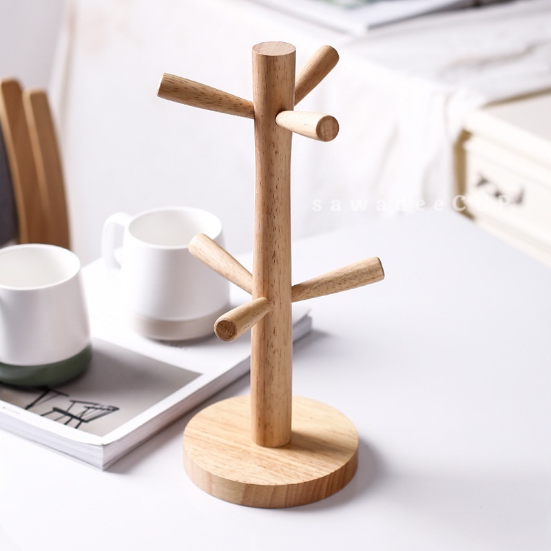 Wooden Cup Rack Mug Holder Hanging Cup Holder Stand Wood Mug Rack Cup ...