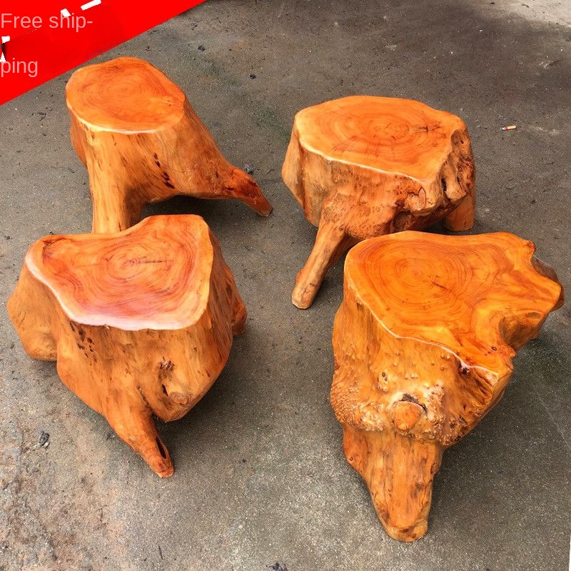Root Carving Stool Tree Root Tea Table Stool Bonsai Solid Wood round a ...