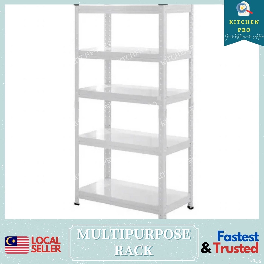 𝐊𝐈𝐓𝐂𝐇𝐄𝐍 𝐏𝐑𝐎 | 5 Tier 2 IN 1 Multipurpose Rack (White) | Shopee Malaysia