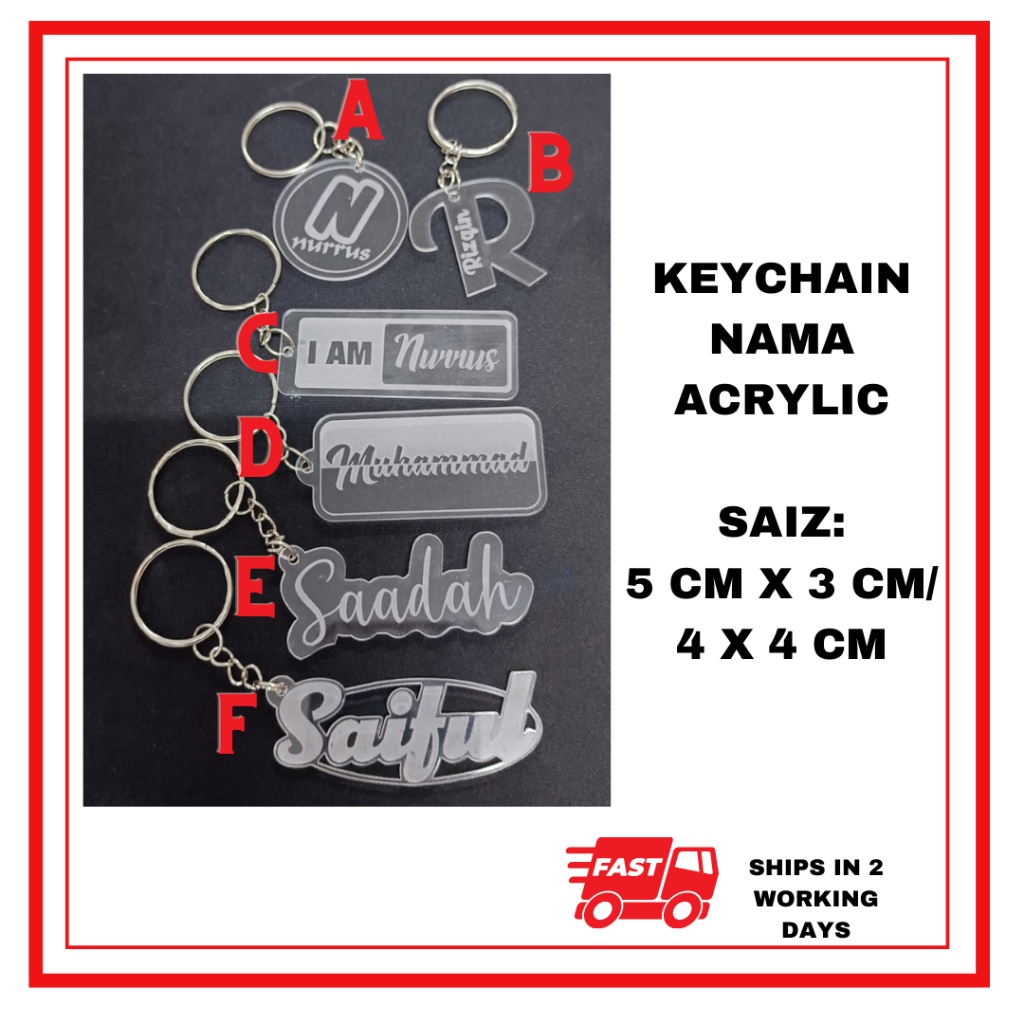 Keychain nama Acrylic Transparent | Shopee Malaysia