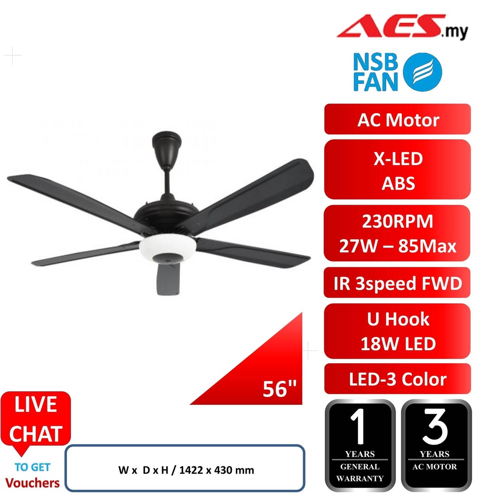 NSB X LED 56" (OB/BK) Ceiling Fan X LED 56'' Remote Control (OB/BK ...