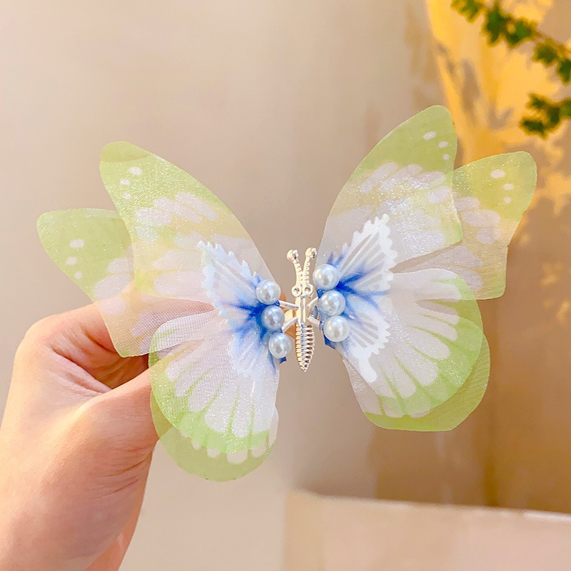 Super Fairy Butterfly Tassel Hair Clip Girls Crystal Mori Princess ...