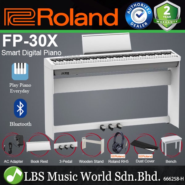 Roland FP-30X 88 Key Digital Piano Complete Package with Wooden Stand ...