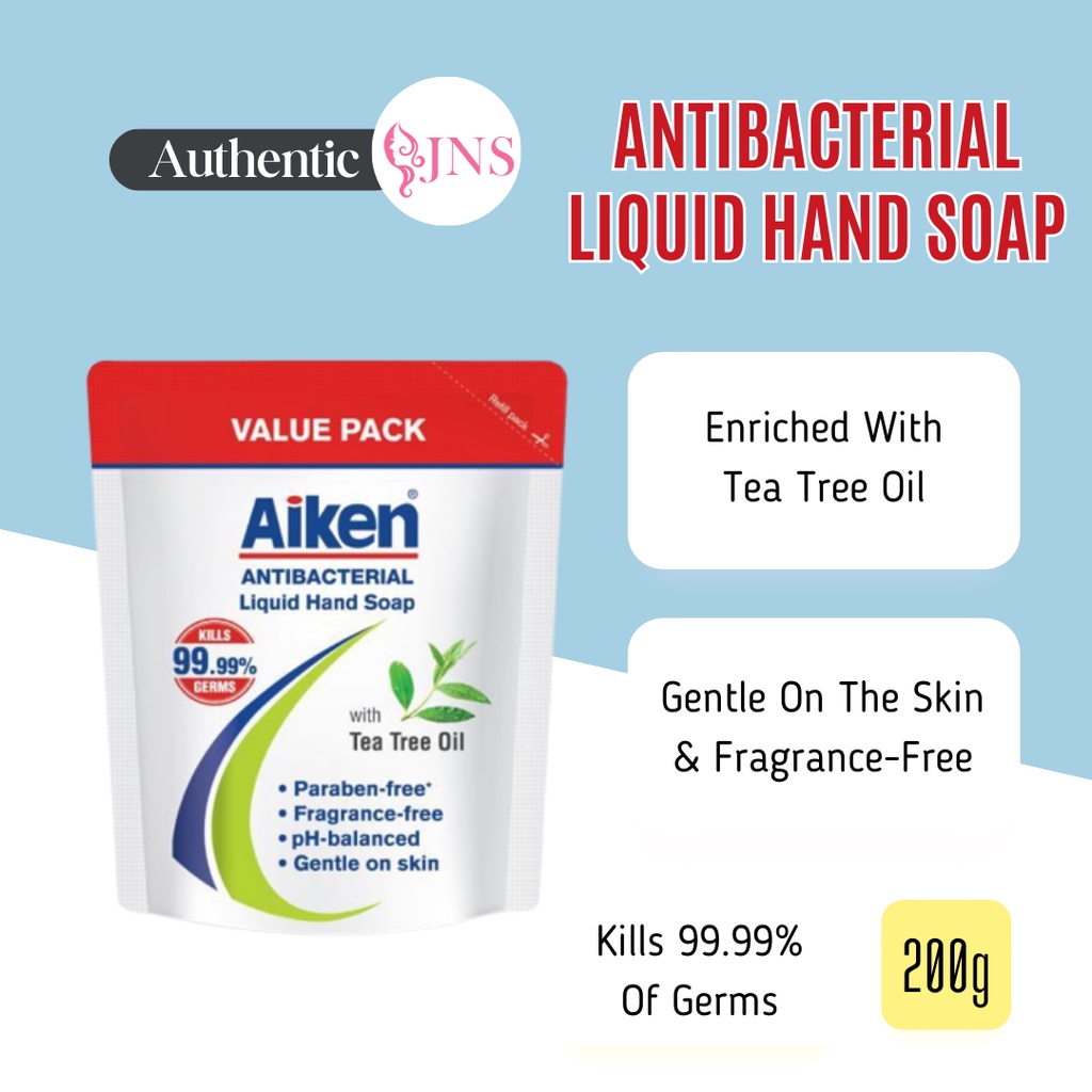 Aiken Tea Tree Oil Antibacterial Hand Soap Pouch Hand Wash Soap (200g ...