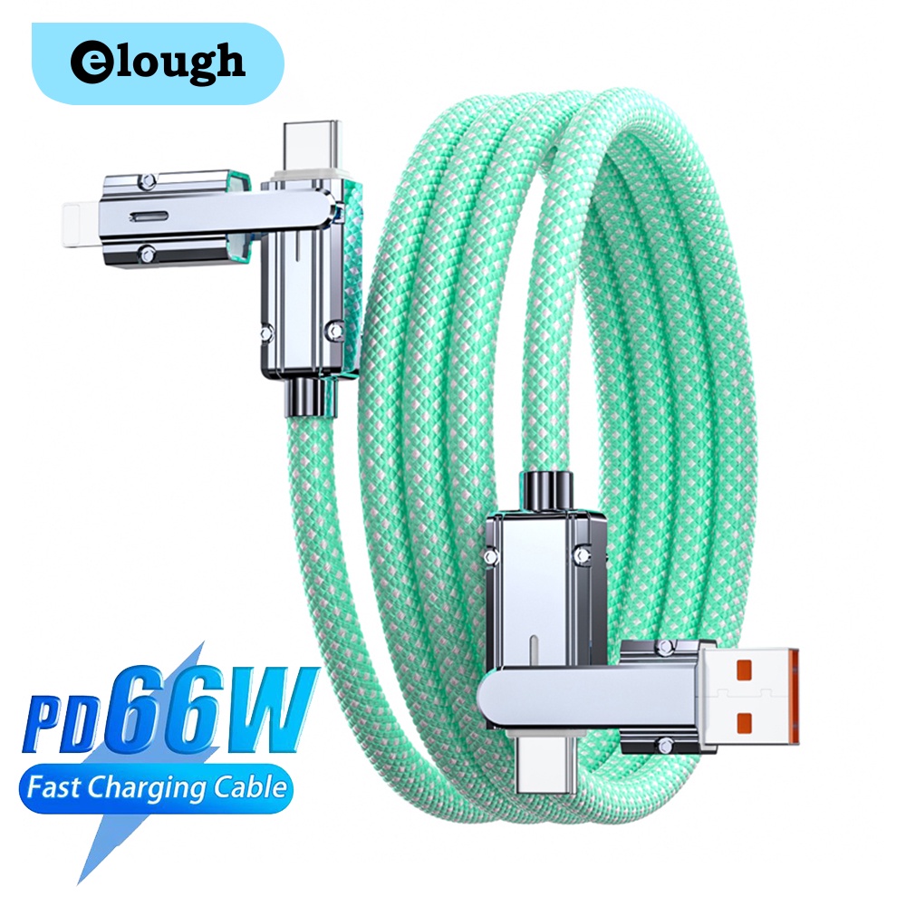 Elough 4in1 USB C Cable 66W PD Fast Charging Data Wire 5A Metal USB ...