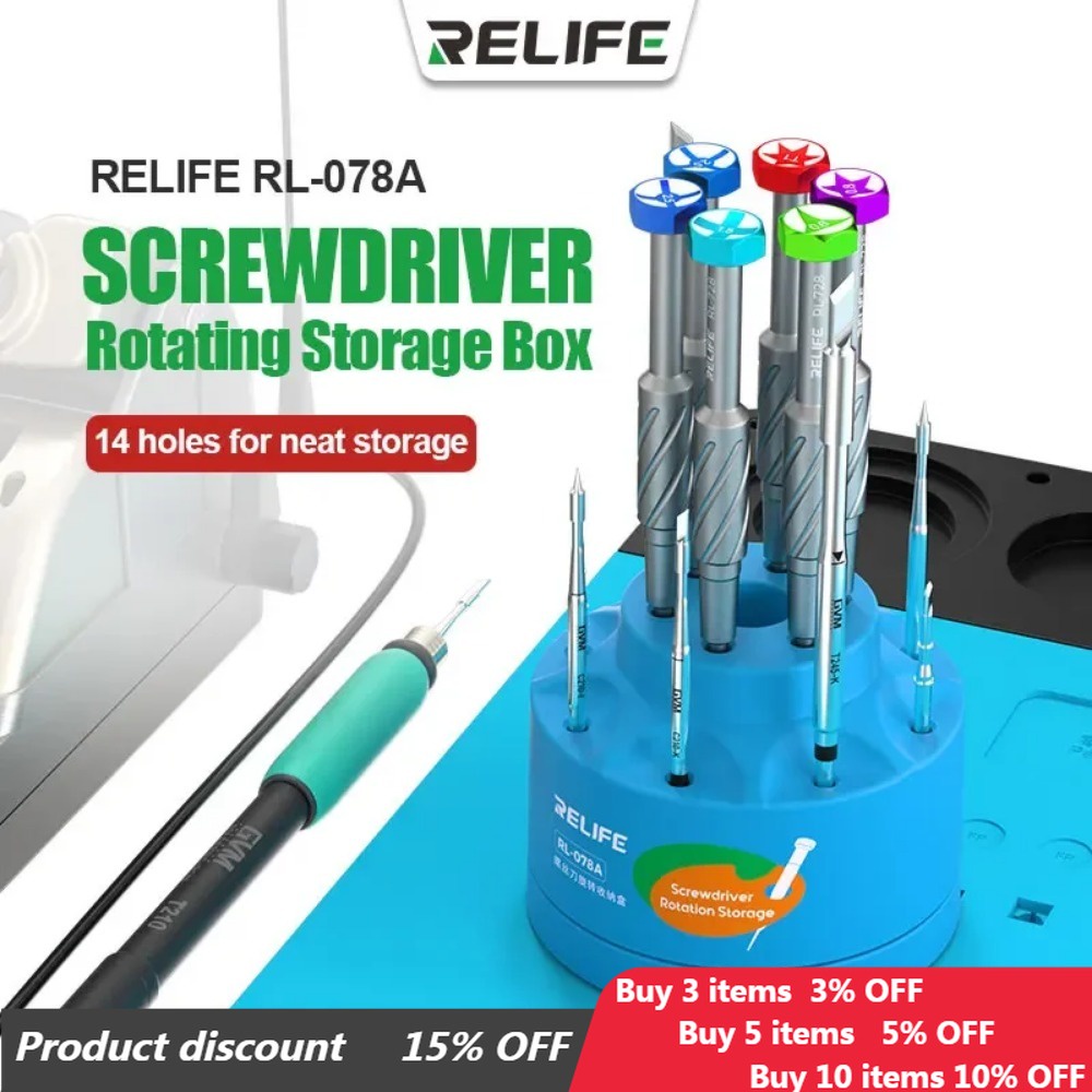 RELIFE RL-078A Multi-function Screwdriver Storage Holder Rotating Box ...