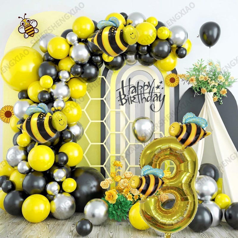 85pcs Bee Theme Balloon Party Set Bee Aluminum Film Balloon Creative ...