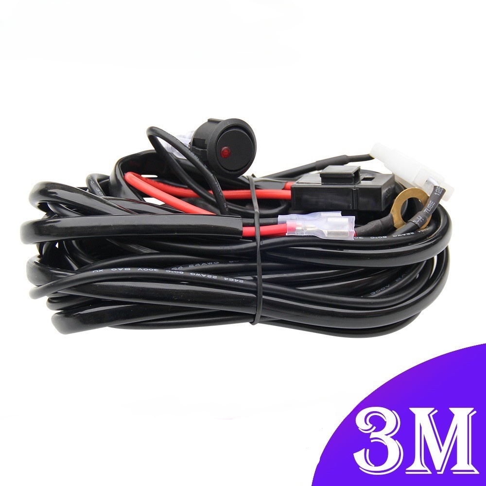 Car LED Light Bar Wire 3M 12V 24V 40A Wiring Harness Relay Loom Cable ...
