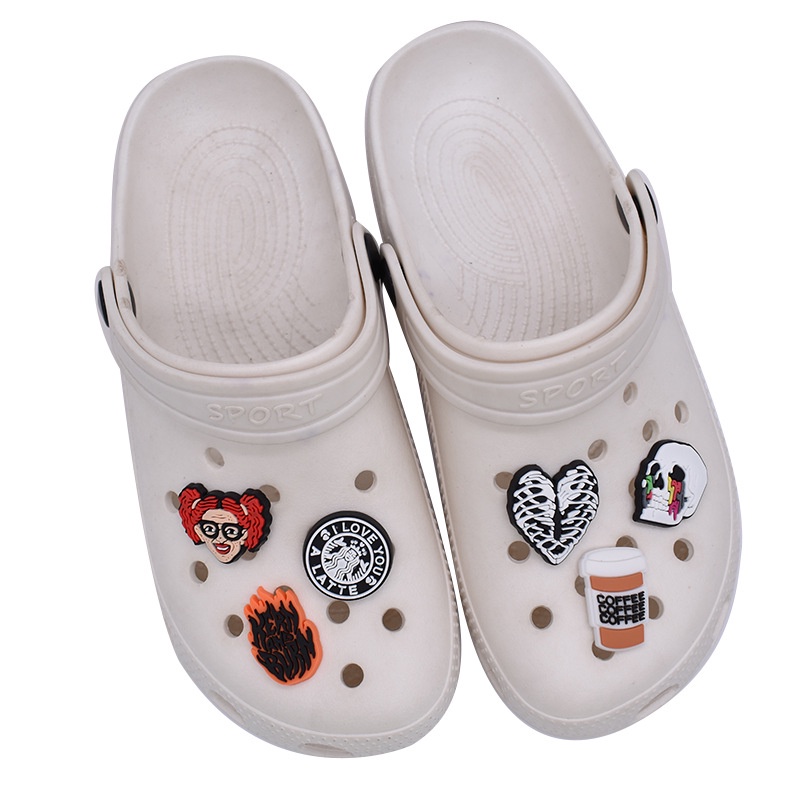 Cartoon Skull Skeleton croccs jibits Charm Pikachu Jibitz Pin Clown ...