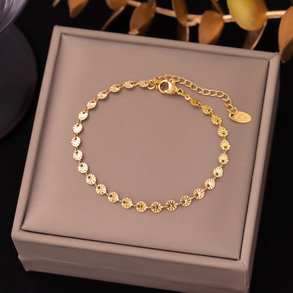 Non-Fading Titanium Steel Bracelet Female South Korea Fashion 18K Gold ...