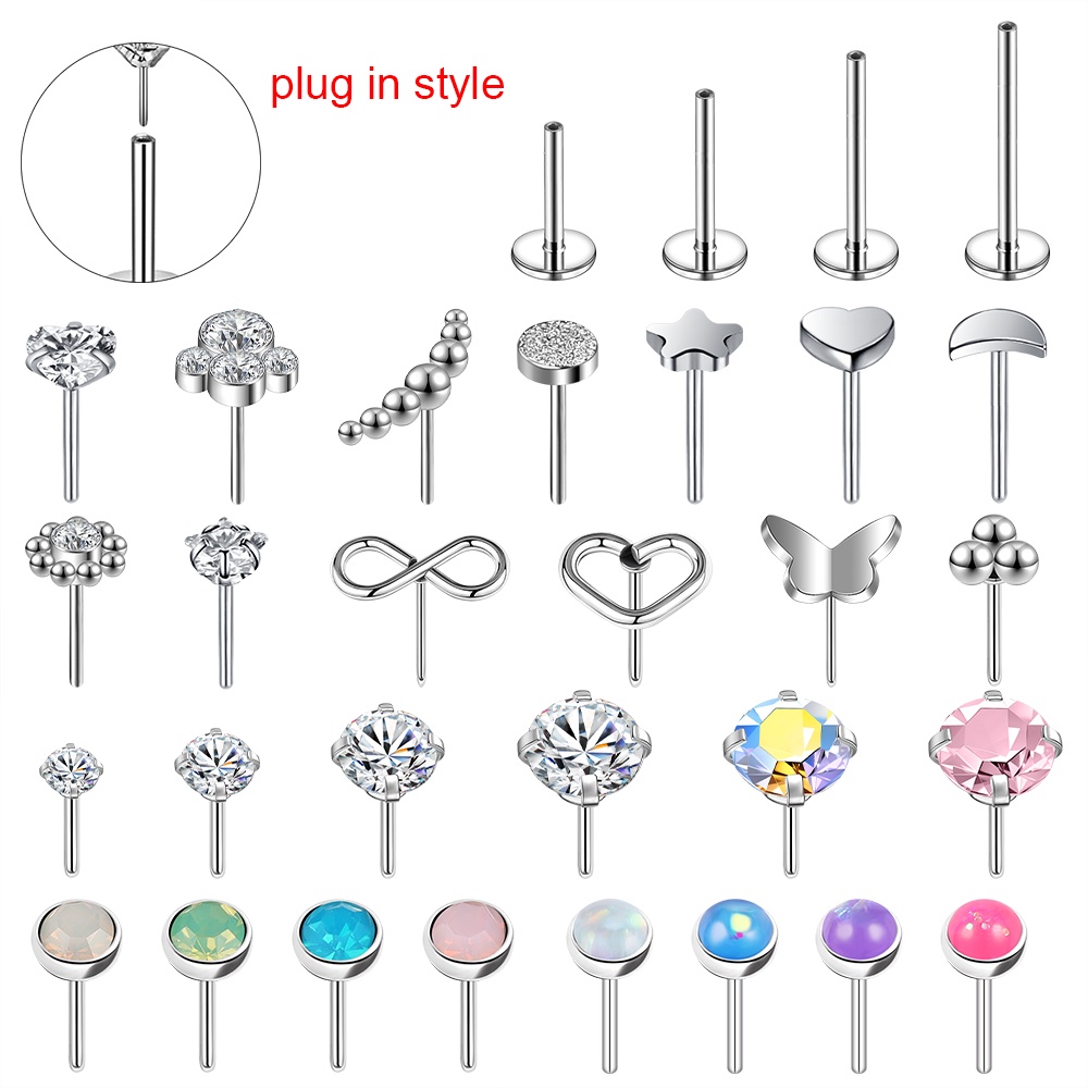 1 PC Labret Piercing Accessory Crystal Star Ear Stud Replacement Plug ...