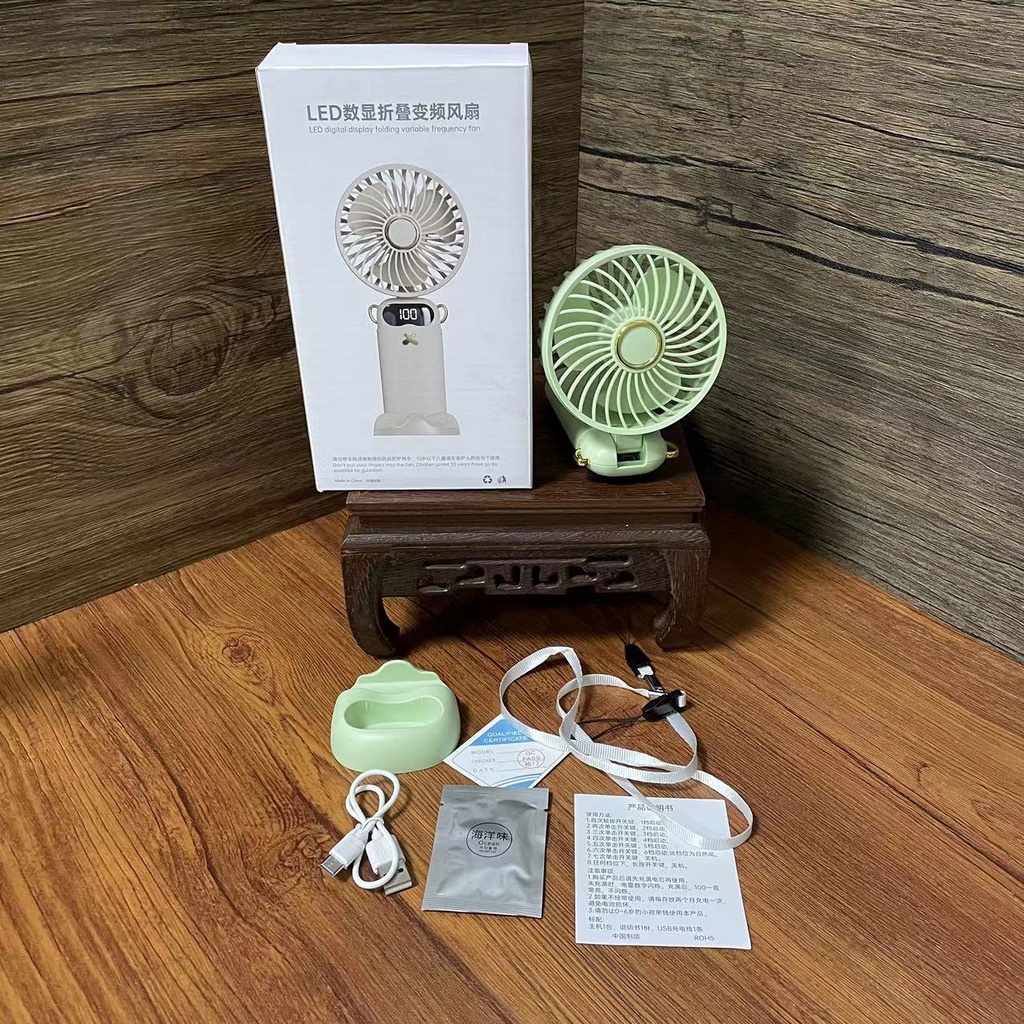 Kipas Mini Fan Portable Fan USB Rechargeable Mist Fan 5 Speed Handheld ...