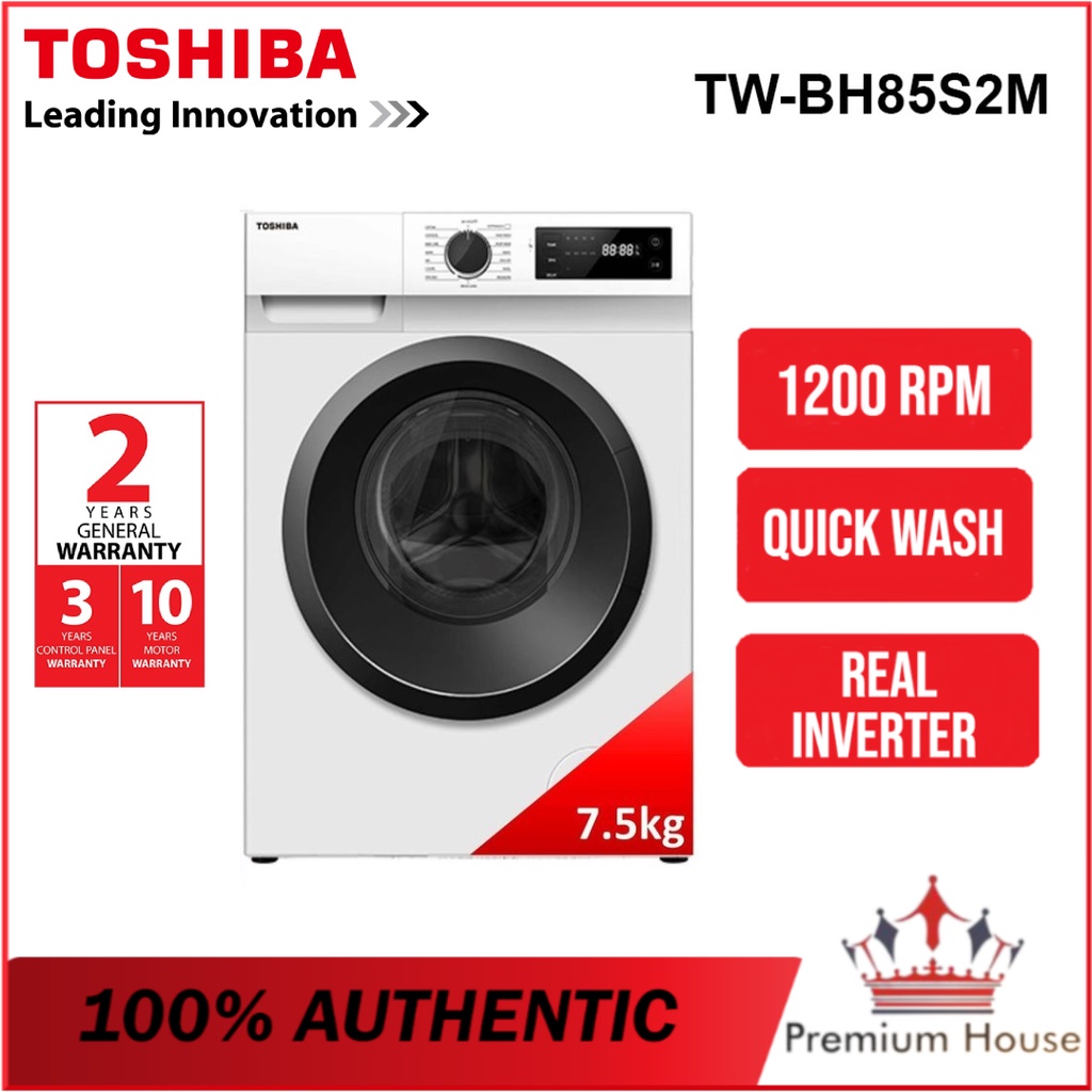[MUAR & MELAKA ONLY] Toshiba 7.5KG FRONT LOAD REAL INVERTER WASHER TW-BH85S2M [READY STOCK ...
