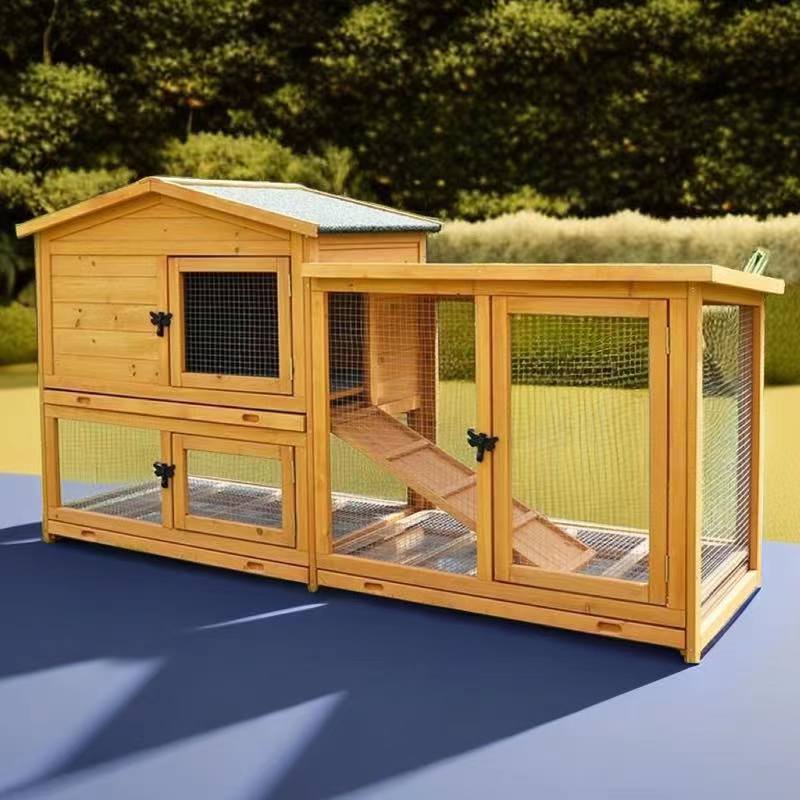 Solid Wood Waterproof Rabbit Cage Bunny Pigeon Chicken Coops Pet House ...