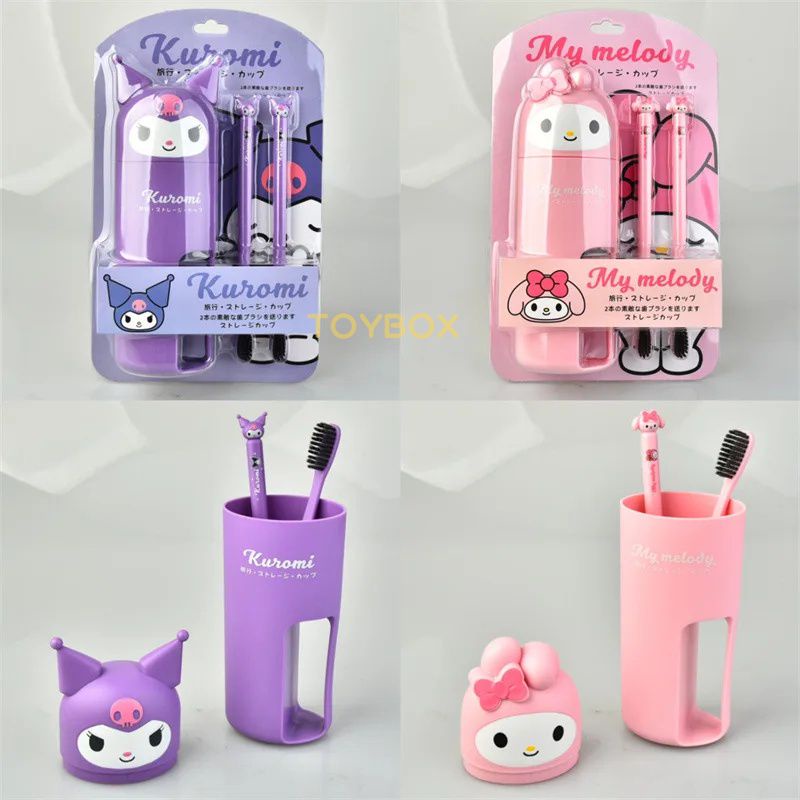 Sanrios Kuromi Mymelody Cartoon Portable Travel Toothbrush Gargle Cup ...