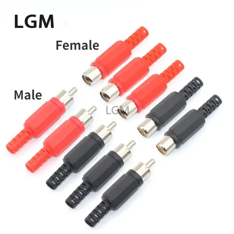 Solder RCA Plug Audio Video Adapter Connector Male Female DC Soldering ...