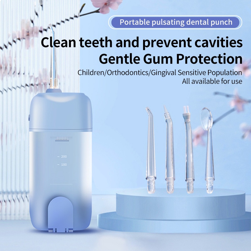 Electric Water Floss With 4 Head Teeth Cleaner Portable Dental Air ...