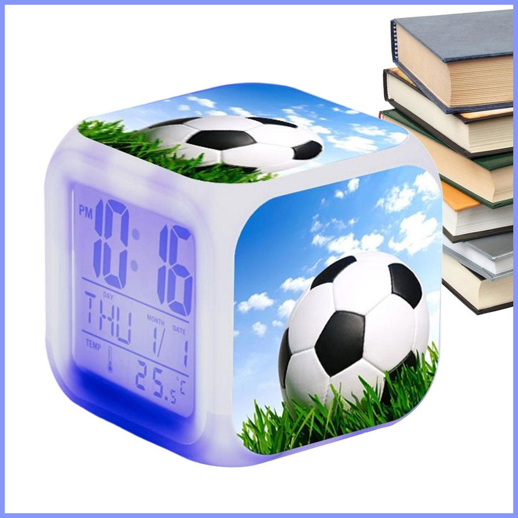 Soccer Alarm Clock Table Clock with LED Lights Electronic Clock Kids ...