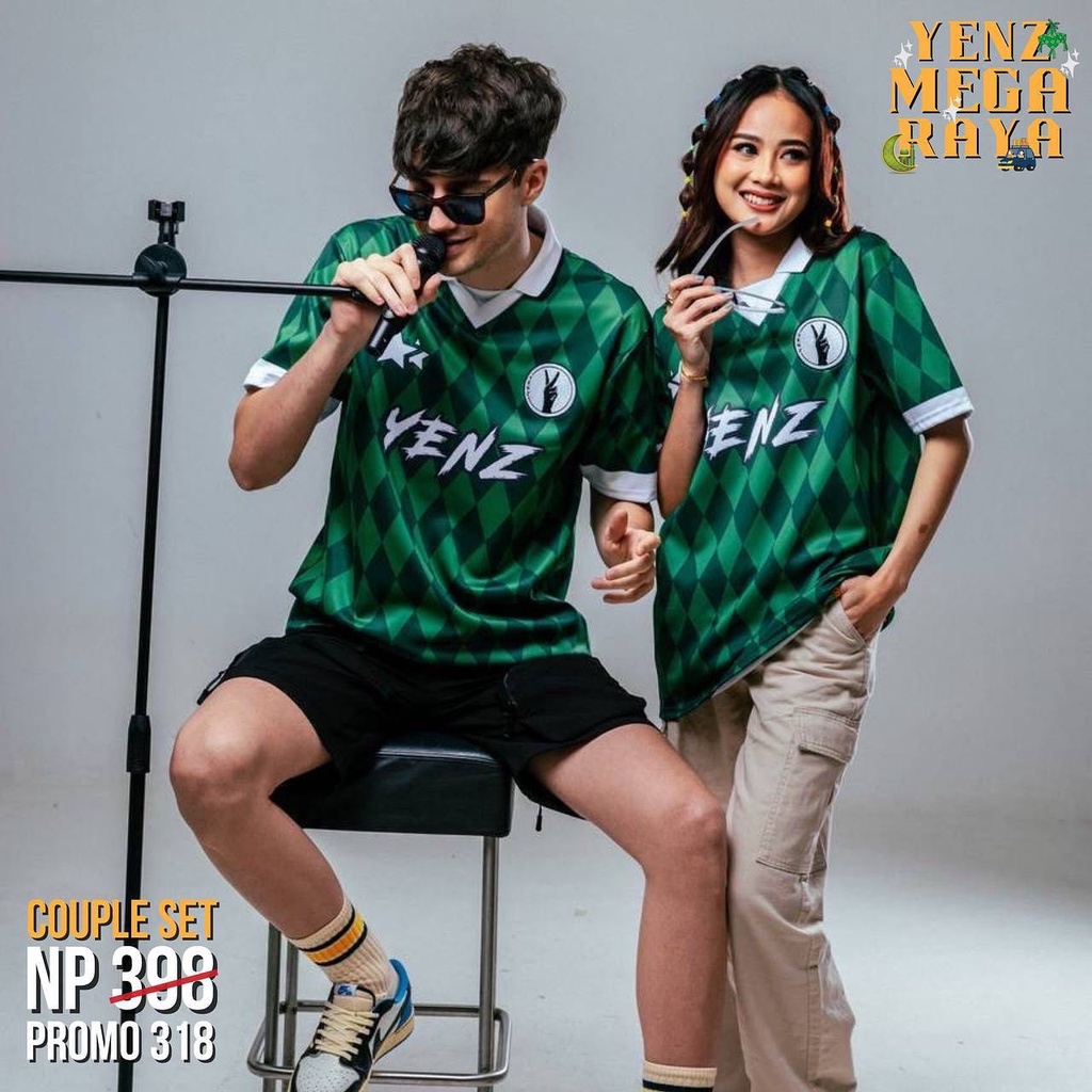 RETRO COLLAR JERSEY GREEN AXTON YENZ (COUPLE SET - MEN & WOMEN CLOTHING) | Shopee Malaysia