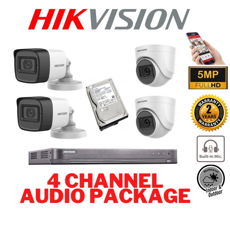 NEW HIKVISION CCTV 4 Channel Audio Set Full HD 1920P 4CH 5MP-8MP DS-7204HUHI-K1/E/DS-2CE16H0T ...