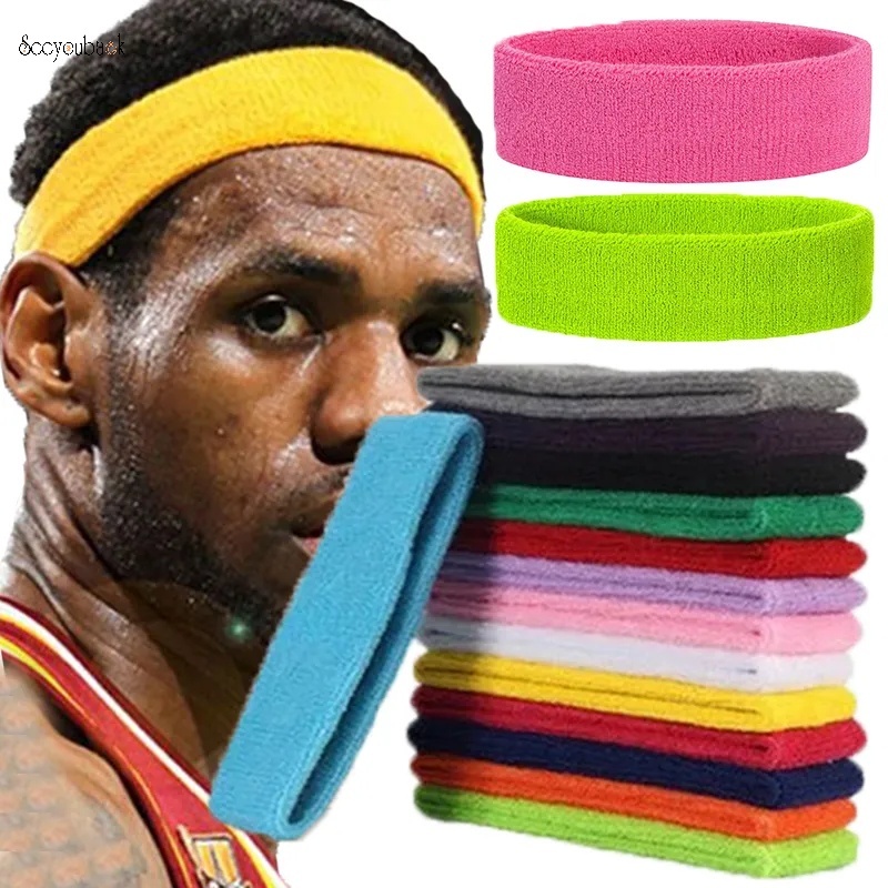 Unisex Cotton Soft Solid Color Sports Headbands Women Men Yoga Running