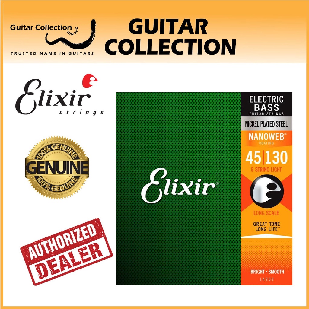 Elixir 14202 NANOWEB | 045 - 130 | Coated Nickel Plated Steel Bass ...