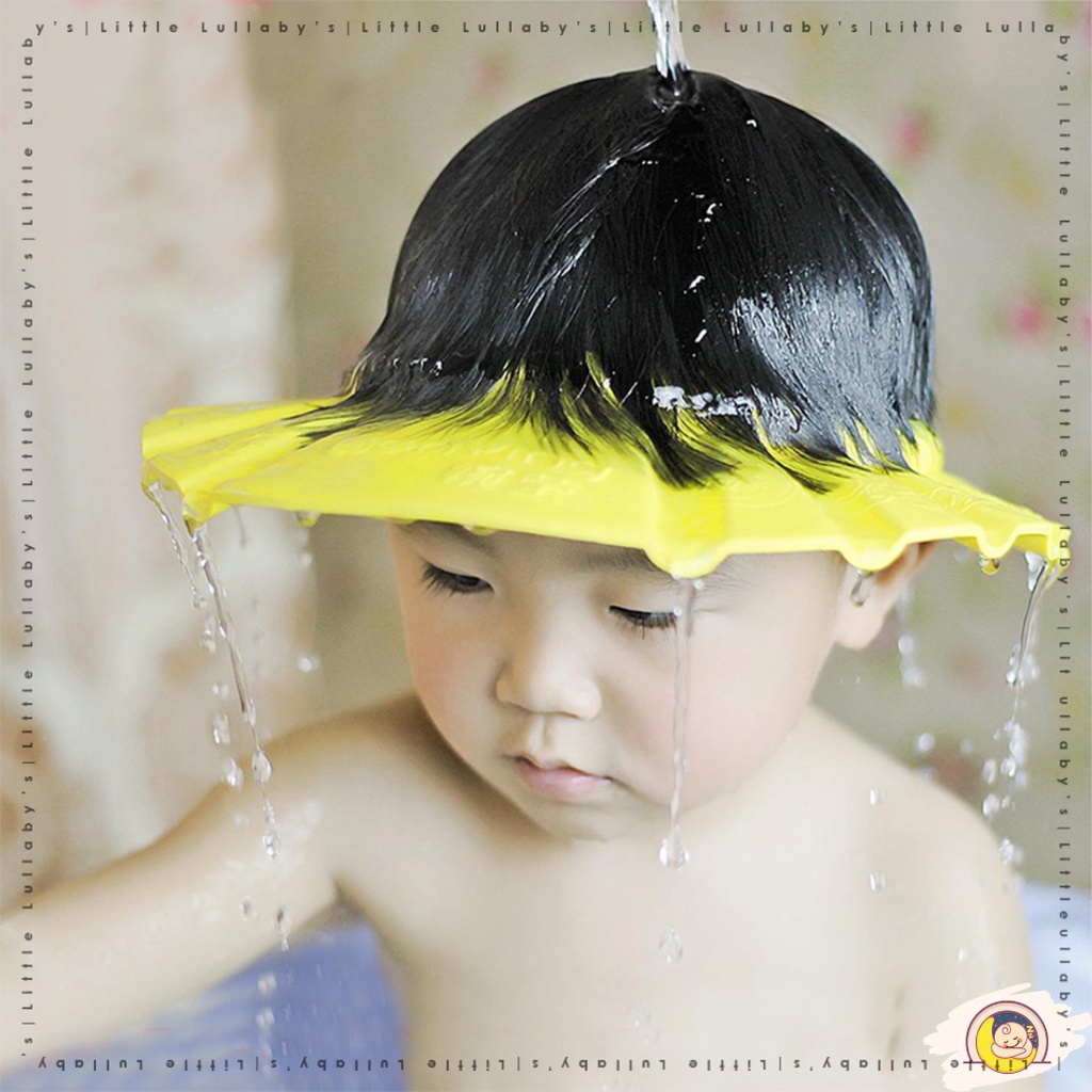 Shower Cap 儿童浴帽 Topi Mandi Hat Wash Hair Shield Adjustable Shower Crown ...