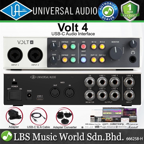 Universal Audio Volt 4 USB C Powered Audio Interface with 2 Preamps and ...