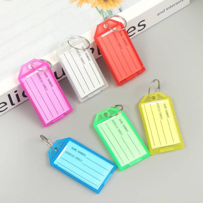Rantai Kunci Thick Color plastic ring keychain ID label, Name, Address ...