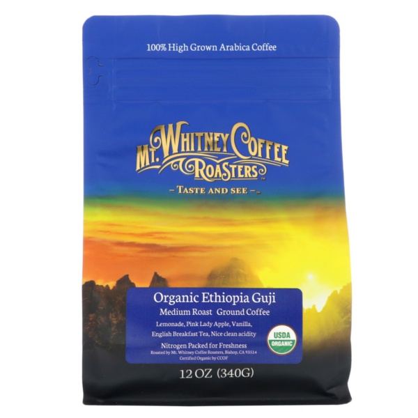 Mt. Whitney Coffee Roasters, Organic Ethiopia Guji, Medium Roast, Ground Coffee, 12 oz (340 g ...