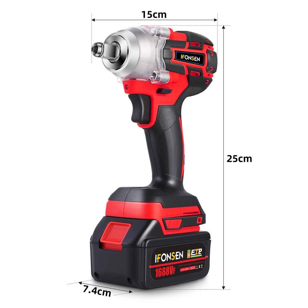 1688VF 880N.M Brushless Impact Wrench 1/2"1/4" Cordless Wrench Impact Driver 3in1 Rechargeable ...