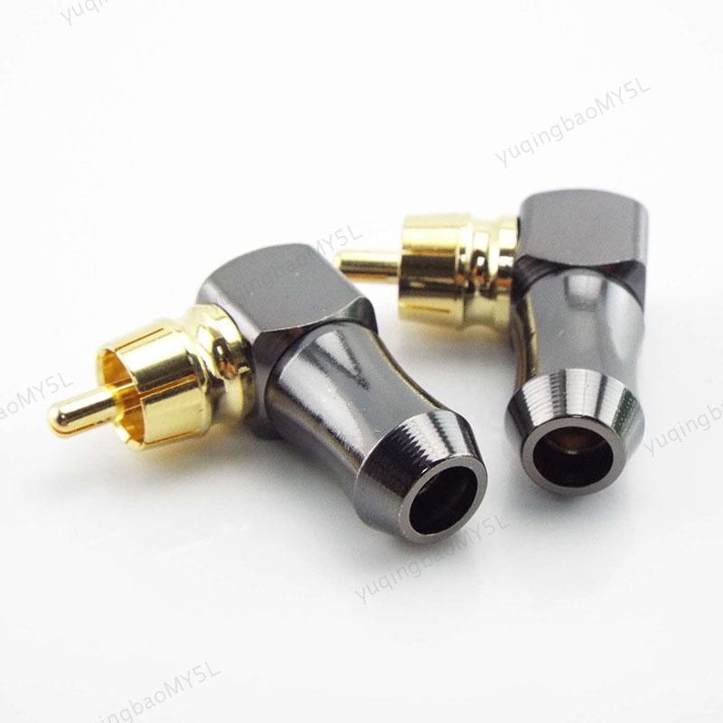 90 Degree Wire Adapter RCA Male Plug Connector Gold Plated Solder ...