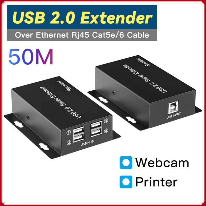 USB Extender 50M 4-Port USB2.0 HUB over Cat5e Cat6 Up to 50M USB to ...