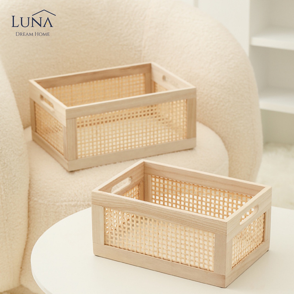 LUNA [Classic Wooden Organiser] Ins Muji Storage Box Rattan ...