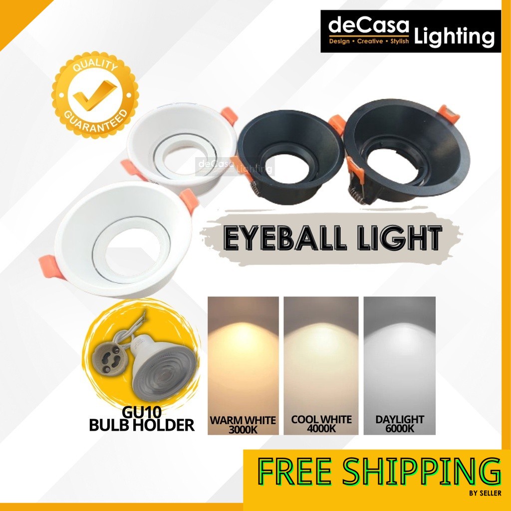 DECASA Lighting Eyeball Casing GU10 Lamp Holder Spotlight Case ...