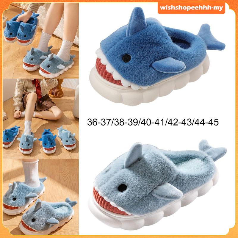 [WishshopeehhhMY] Shark Furry Slippers Keep Warm House Slippers Fuzzy ...