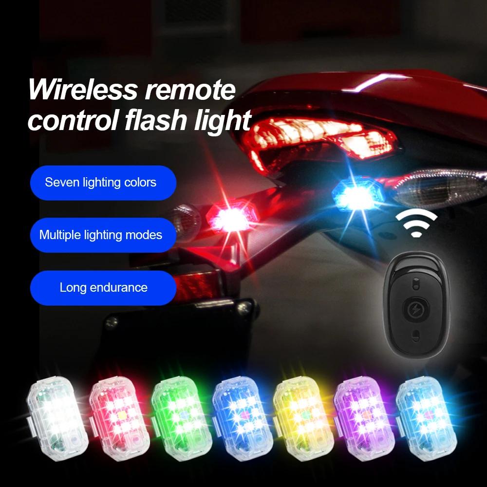 Motorcycle LED RGB Aircraft Strobe Lights, Flash Position, Wireless Light with USB Charging,7 ...