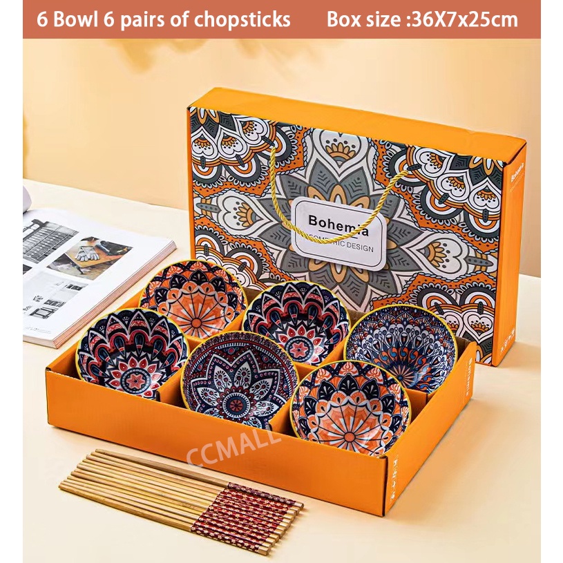 Bohemian Rice Bowl Porcelain Bowl Ceramic Bowl Mangkuk Keramik Soup ...