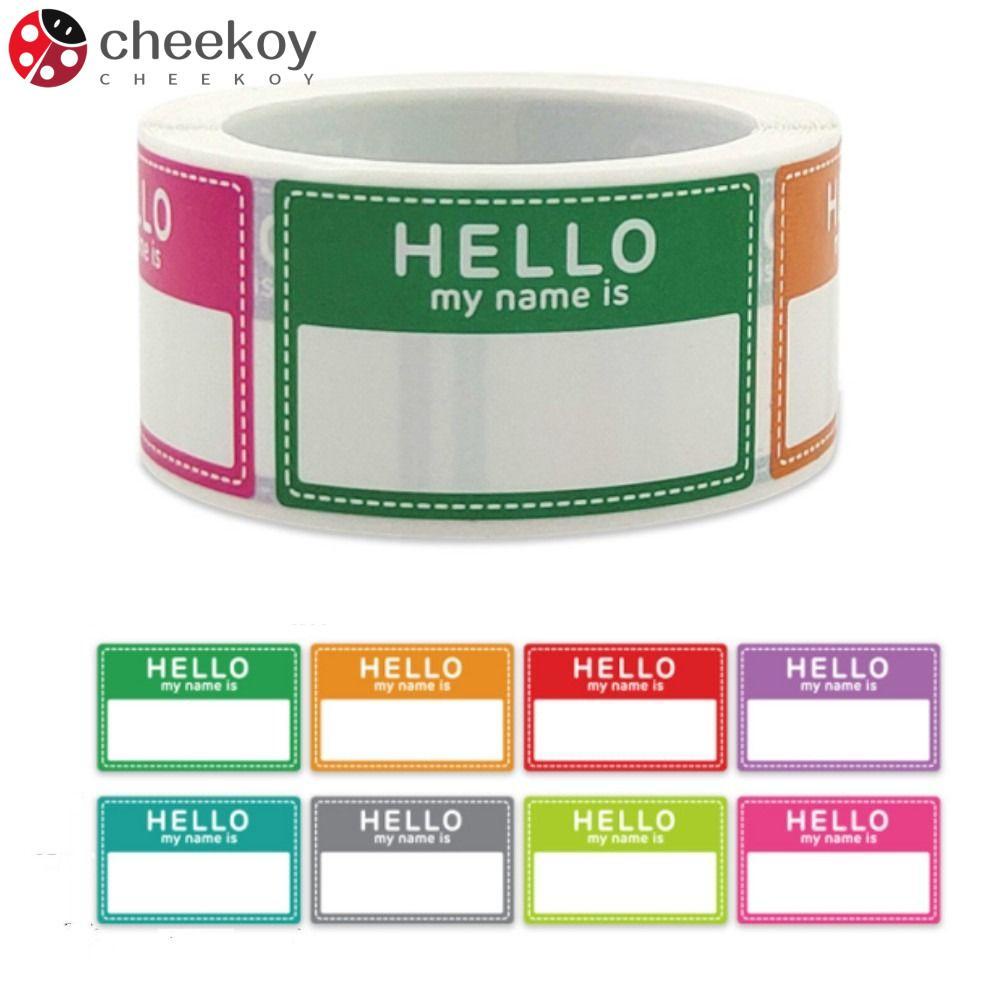 CHEEKOY Name Stickers, Self-Adhesive 200 Pcs Name Tag, Rectangle Hello ...